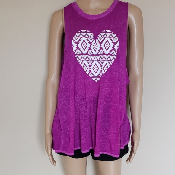 No Boundaries | Tops | No Boundaries Purple Heart Tank Top W Criss ...